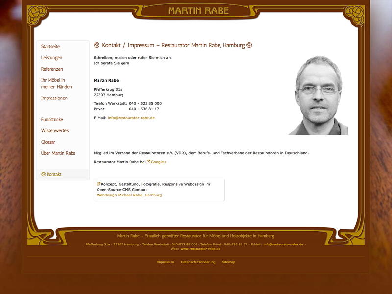 Referenzprojekt: Restaurator Martin Rabe, Hamburg – Webdesign Michael Rabe